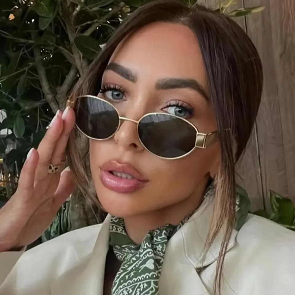 Овальные солнцезащитные очки в металлической оправе | AliExpress