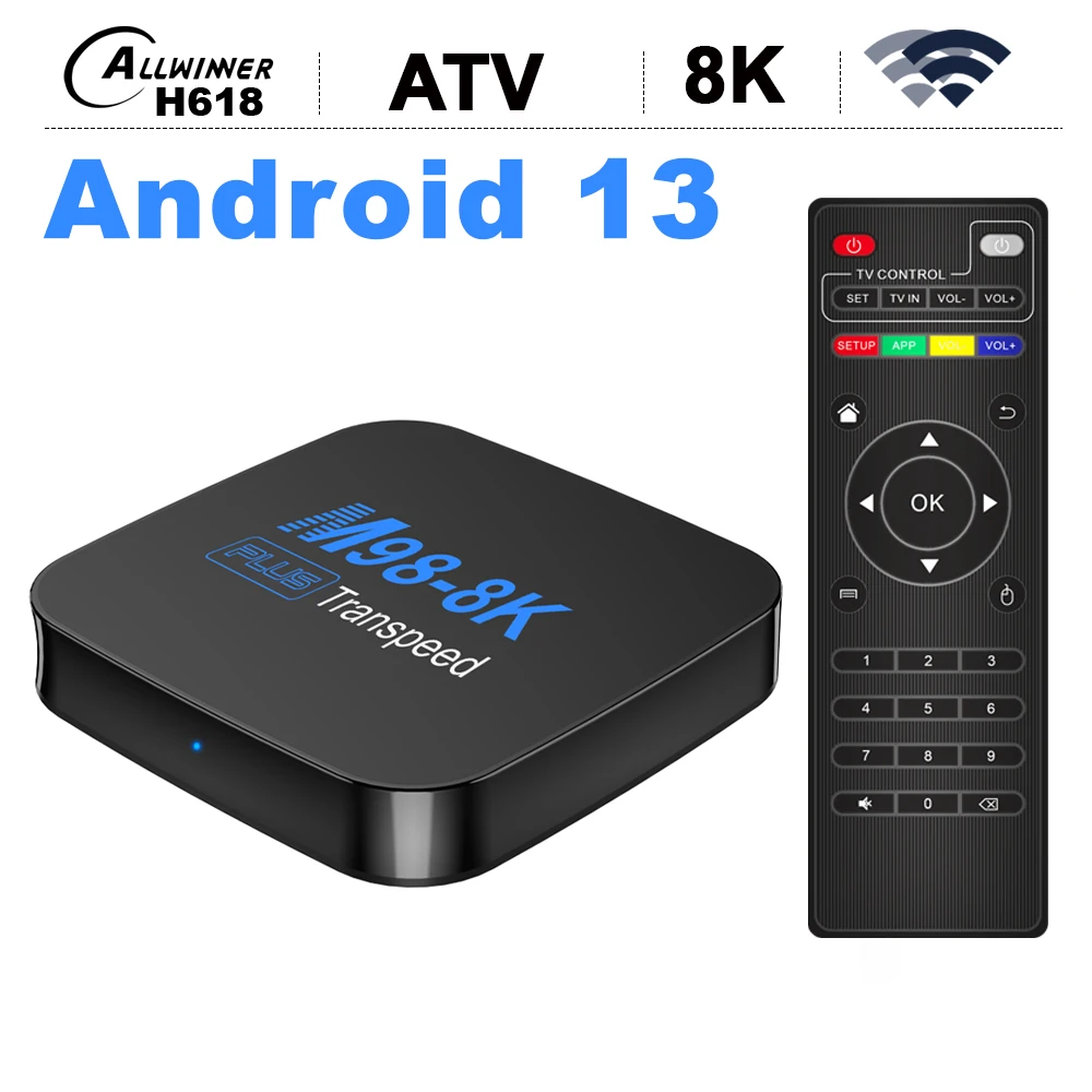 ТВ-приставка Transpeed Allwinner H618 ATV, Android 13, Wi-Fi 100 ...