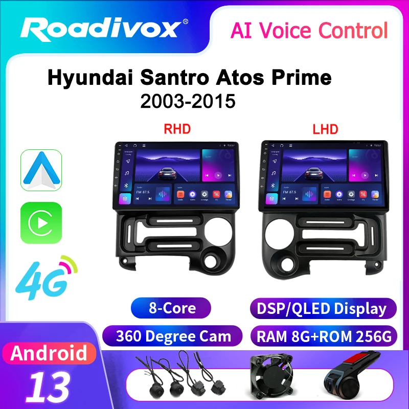 Автомагнитола roadivox на Android для Hyundai Santro Atos Prime 2003 ...