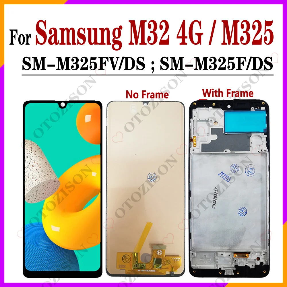 M32 ЖК-дисплей с рамкой для Samsung Galaxy M325 M32 4G Дисплей SM-M325FV/DS SM-M325F/DS Замена ...