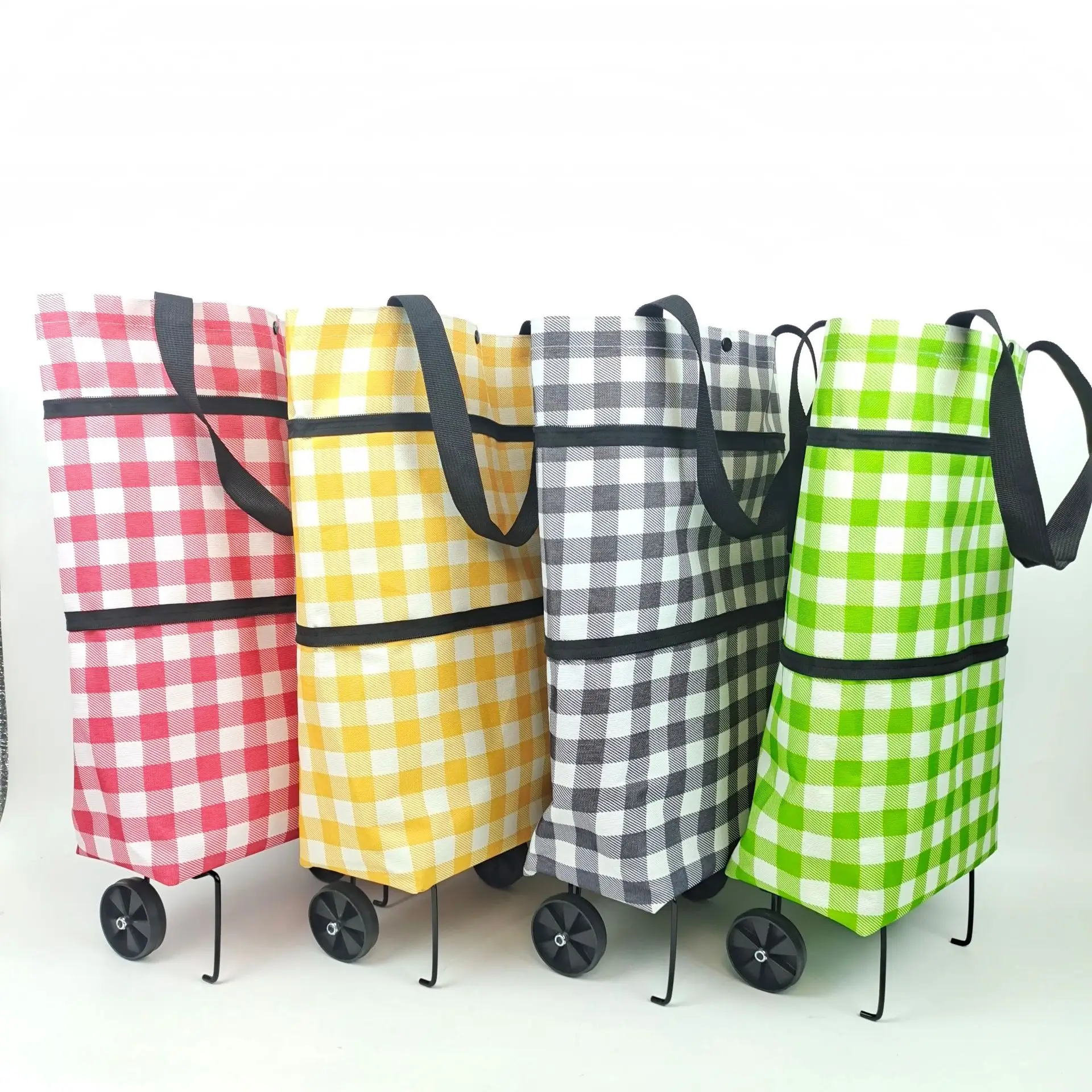 Small Pull Cart Portable Shopping Food Organizer Trolley Bag On Wheels ...