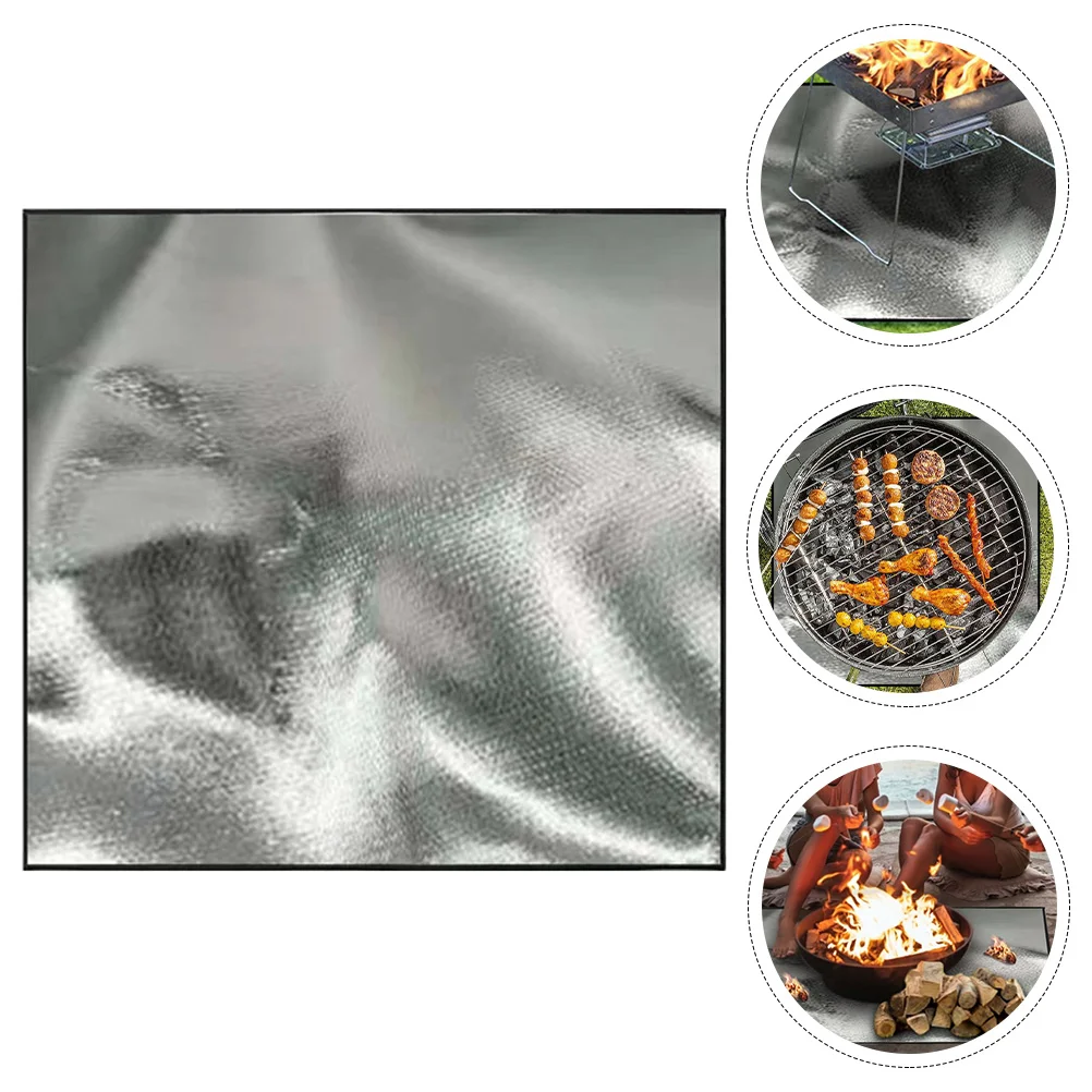 Square Brazier Mat Camping Burning Wood Fireproof Fireplace Glass Fiber ...