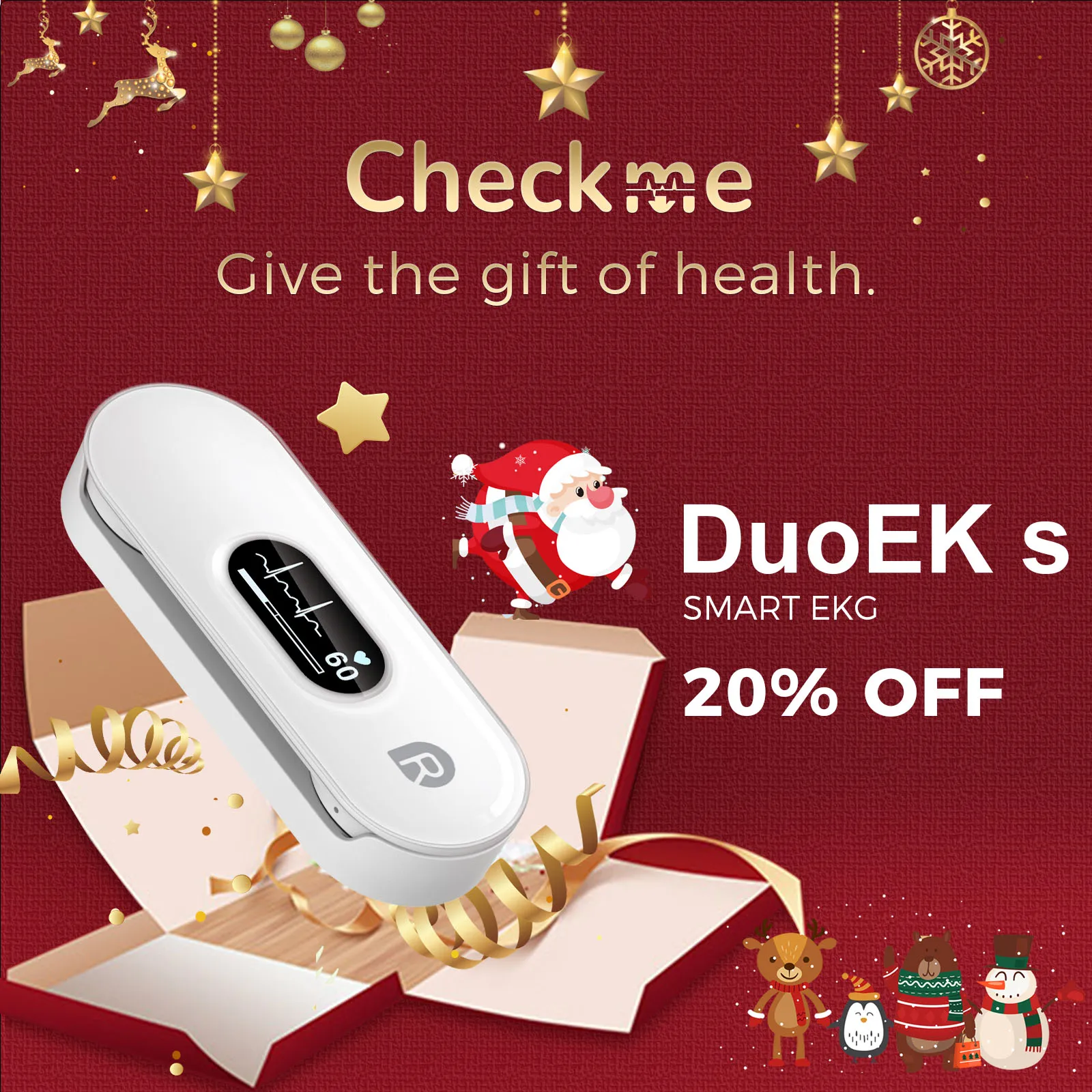 CheckMe DuoEK S Bluetooth Портативный монитор ЭКГ для записи данных без ...