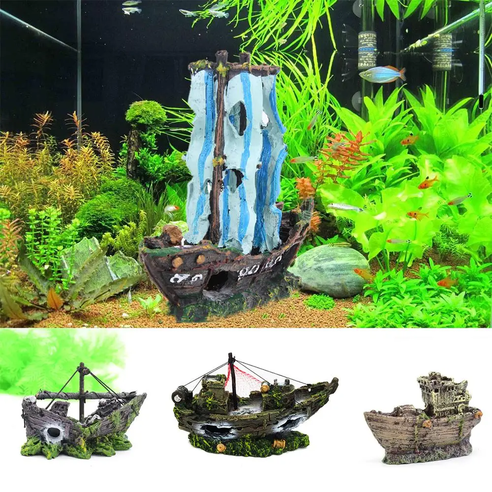 Пиратский корабль улучшает эстетику аквариума, легко чистится и ...
