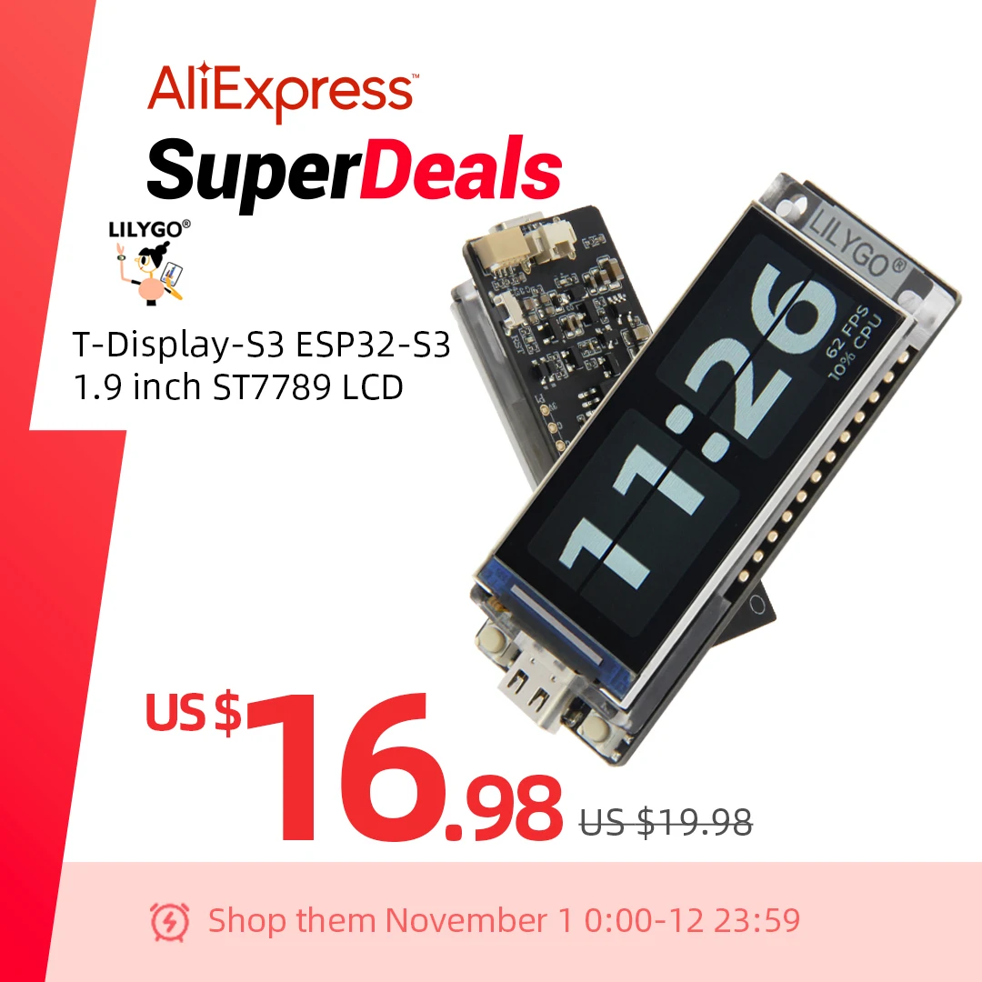Lilygo® T-Display-S3 Esp32-S3 Development Board 1.9 Inch Lcd St7789 Display Module Wi-Fi ...