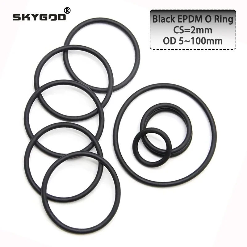 10/50Pcs Black EPDM o Rings CS 2mm OD 5 ~ 100mm Acid and Alkali ...