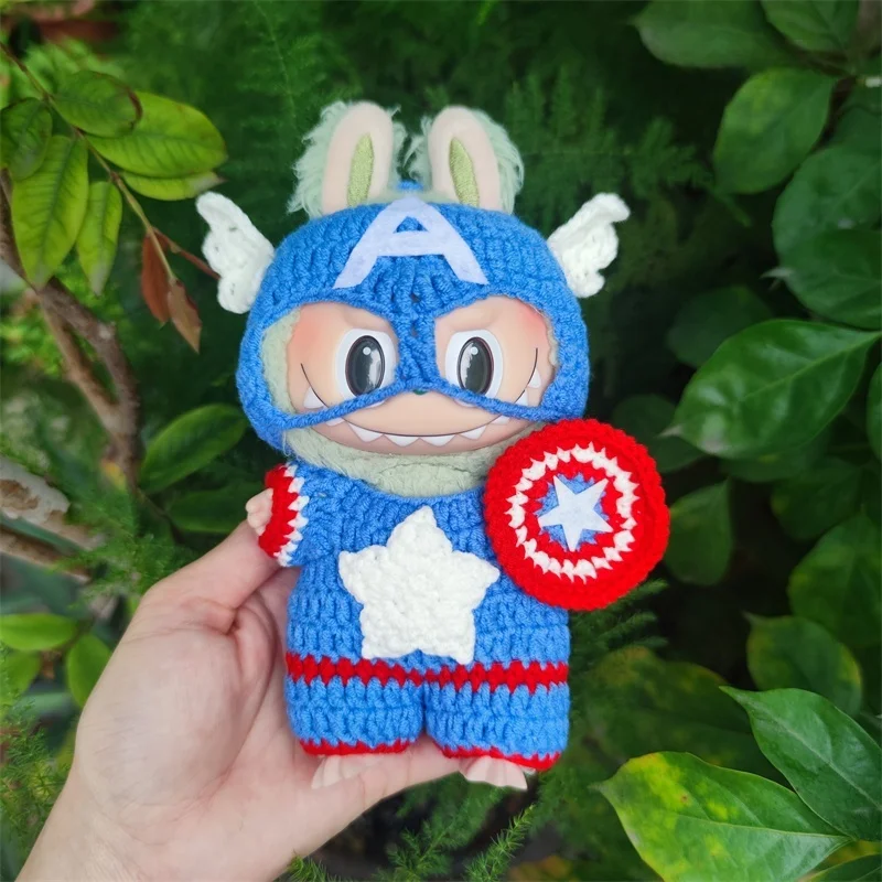 17cm Labubu Clothes Captain America Batman Spiderman Outfit Accessories ...