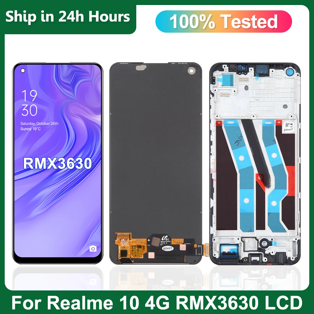ЖК-дисплей 6,4 дюйма для Realme10 RMX3630, сенсорный экран с рамкой ...