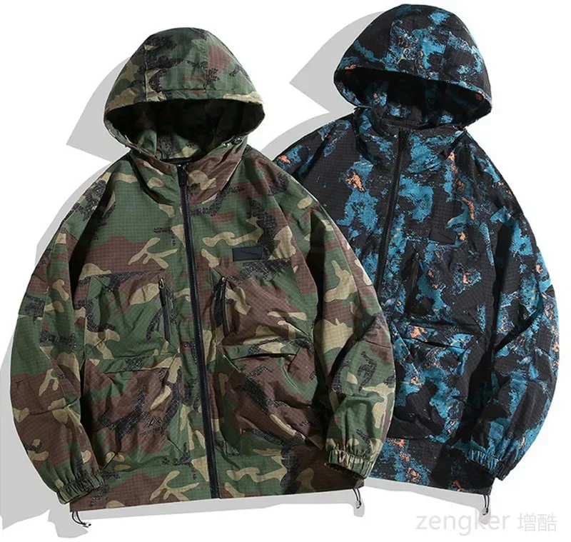 Мужская весенне-осенняя камуфляжная рабочая одежда с капюшоном ...