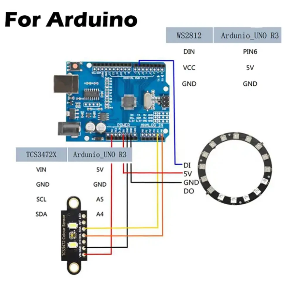 2 5pcs Tcs3472 Color Sensor Recognition Module Rgb Iic Color Light