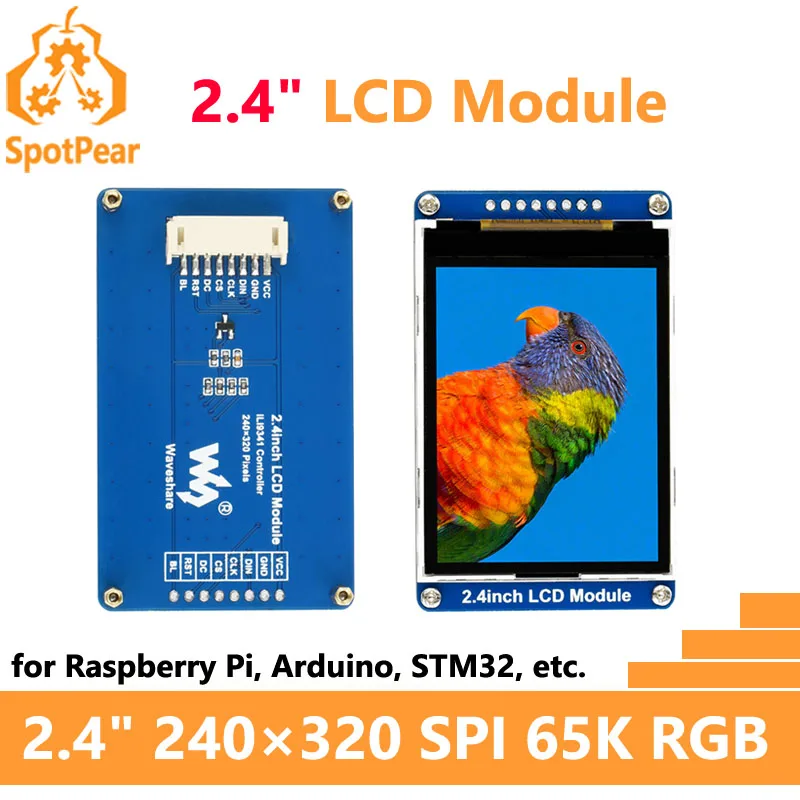 Модуль ЖК-дисплея Waveshare 2,4 дюйма 65K RGB 2,4 дюйма SPI 240×320 для Arduino/Raspberry Pi ...