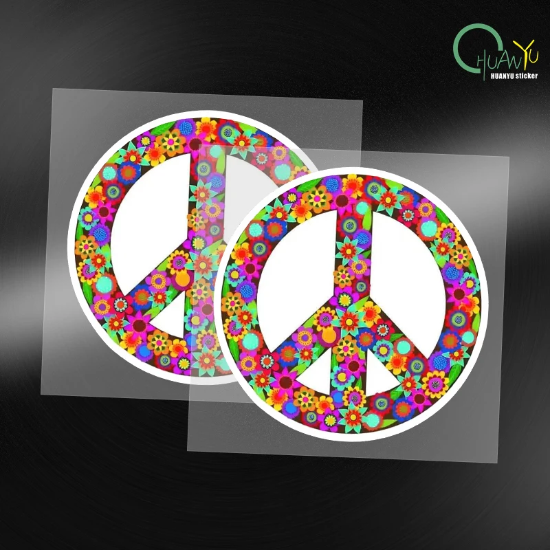 Наклейка с надписью «Peace», цветные картинки в стиле хиппи от Megan J ...