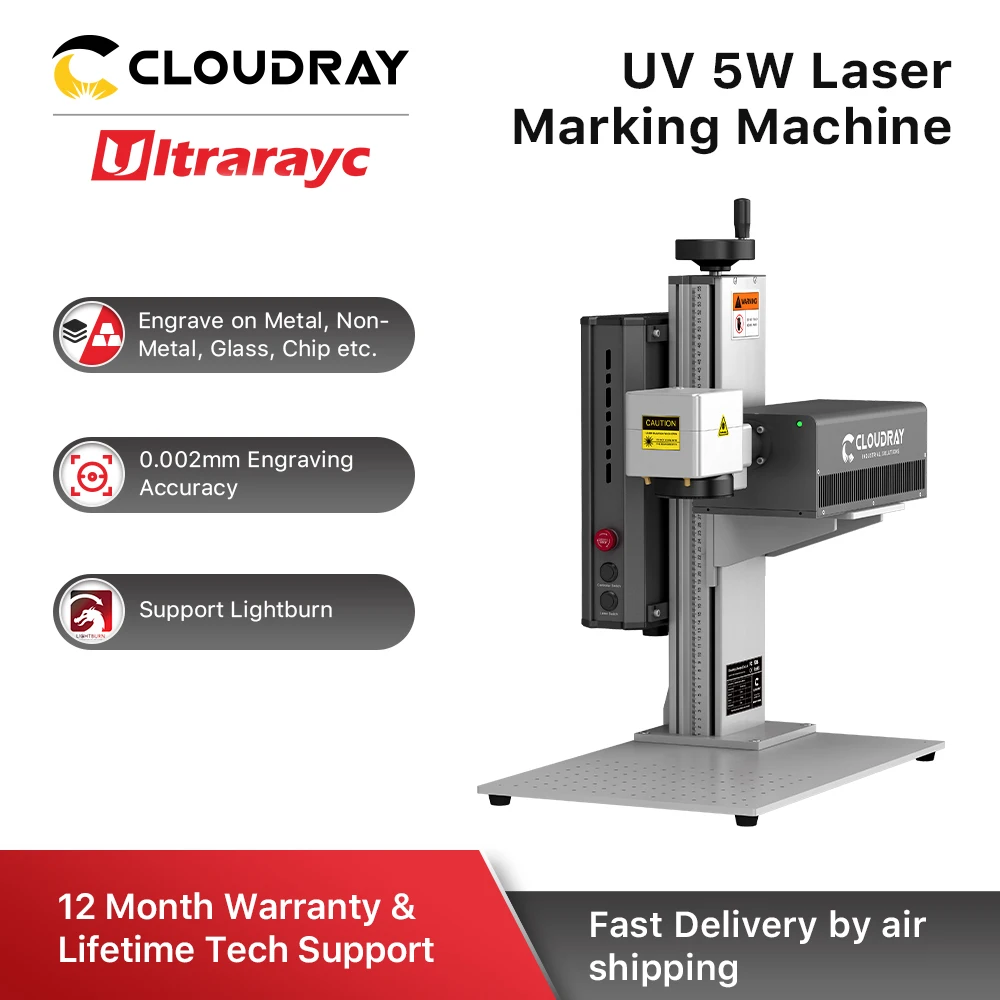Cloudray 5 Вт УФ-лазерная маркировочная машина для маркировки металла, пластика, стекла, дерева ...
