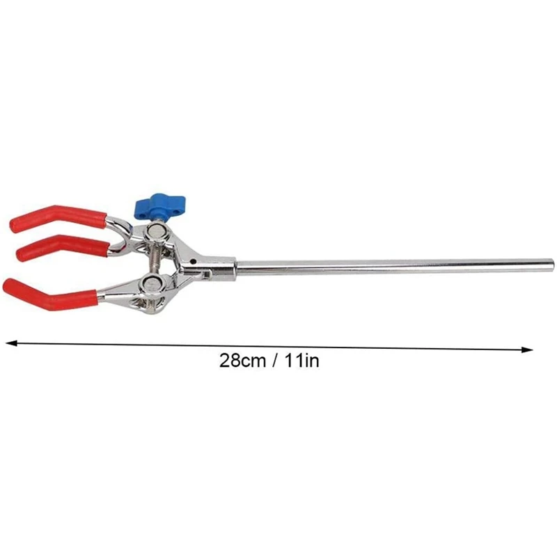 Lab Clamp 28Cm 3 Prong Finger Style Rubber-Coated Head Laboratory Clamp ...