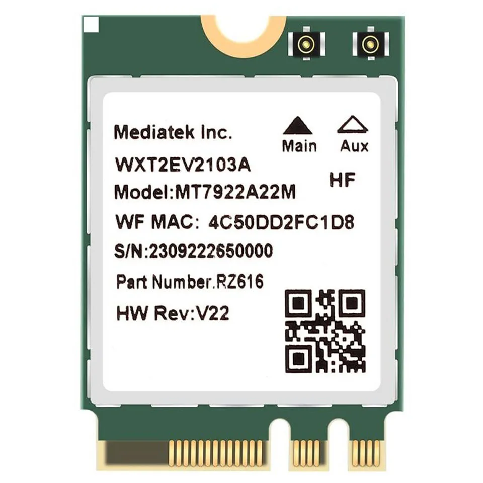 WiFi 6E MT7922 M.2 беспроводная карта 5374 Мбит/с Bluetooth 5,2 сетевой адаптер 802.11ax 2,4G/Φ ...