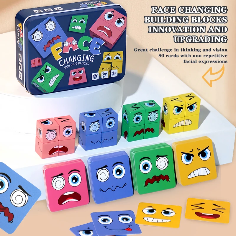 Детский кубик-головоломка Монтессори с изображением лица | AliExpress