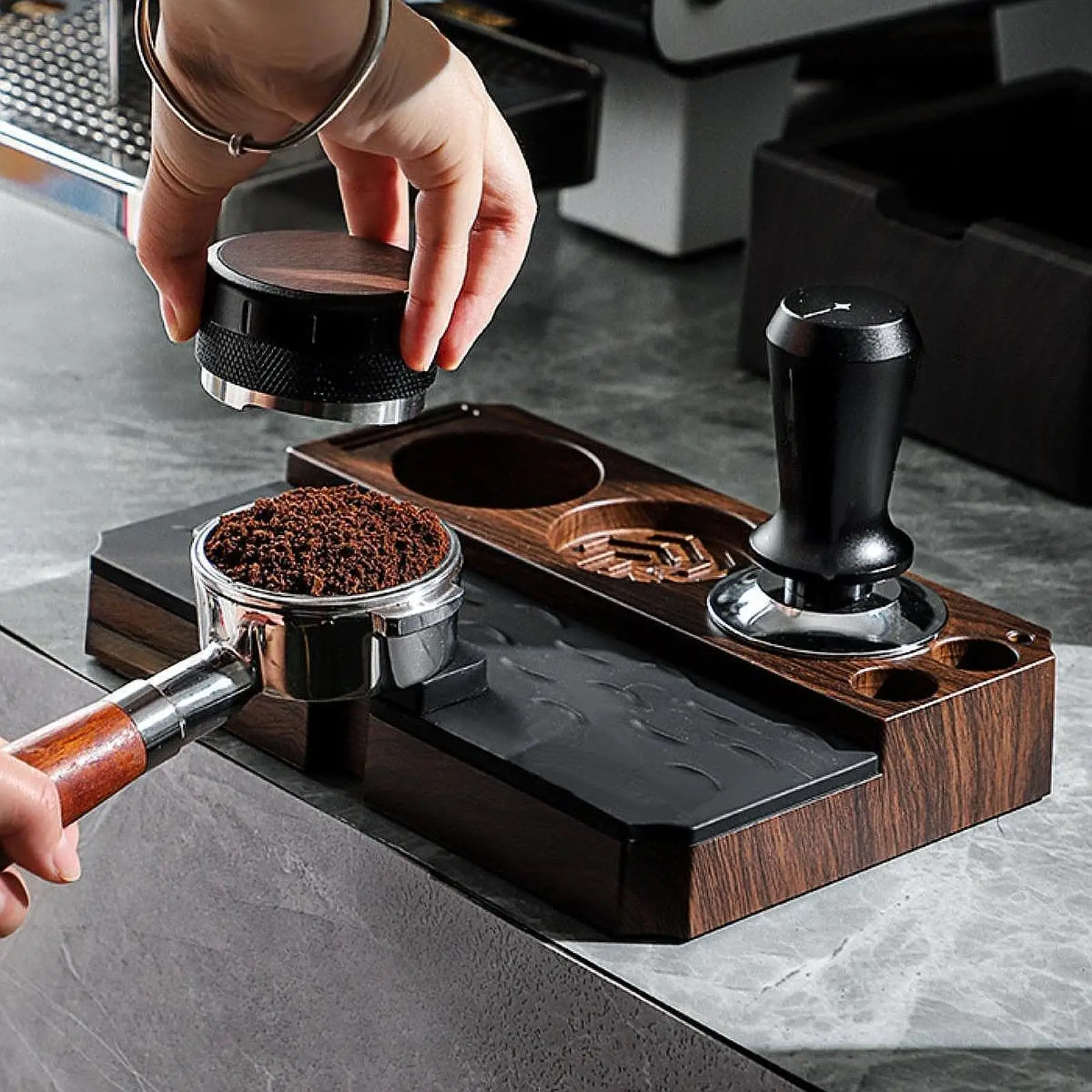 Espresso Tamping Station,Espresso Tamper Mat Stand,Coffee Tamper Holder ...