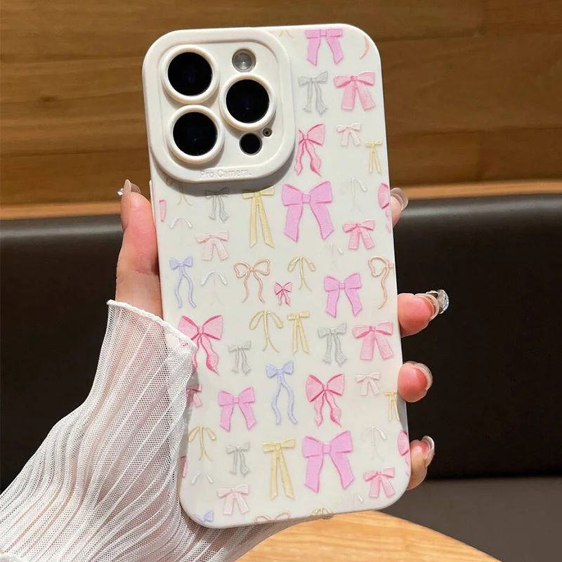 Redmi Note 14 13 11 12 Pro Plus 5G Cute Pink Colorful Artist Bowknot ...