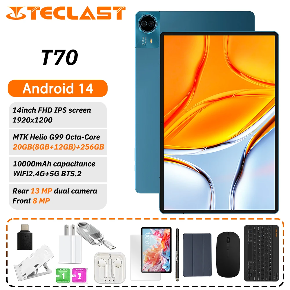 Teclast T70 Планшет MTK G99 Восьмиядерный 14-дюймовый FHD IPS-дисплей 8 ...