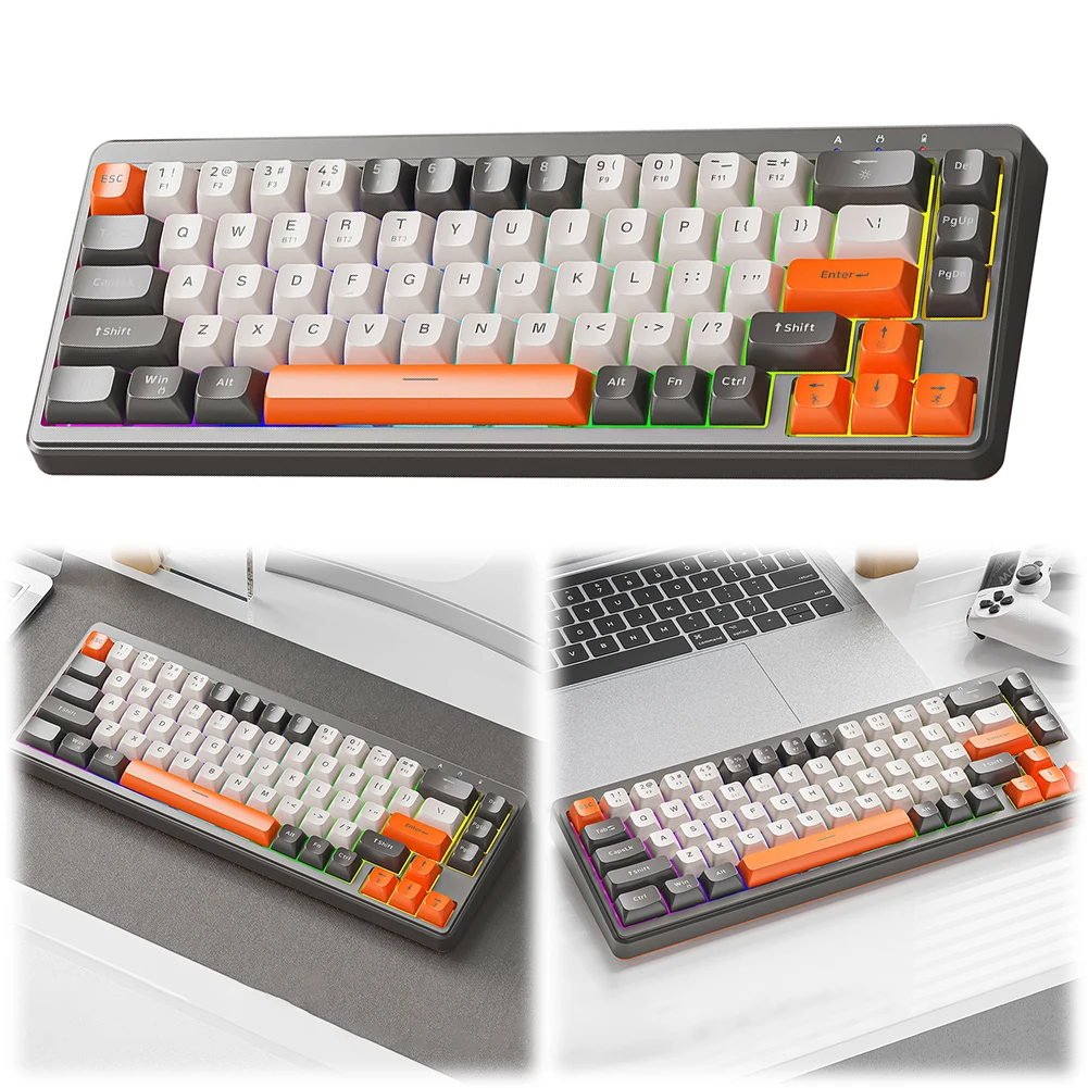 Беспроводная механическая клавиатура, 68-клавишная мини-офисная ...