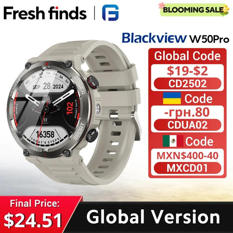 Умные часы Blackview W50 Pro с дисплеем 1,45 дюйма | AliExpress