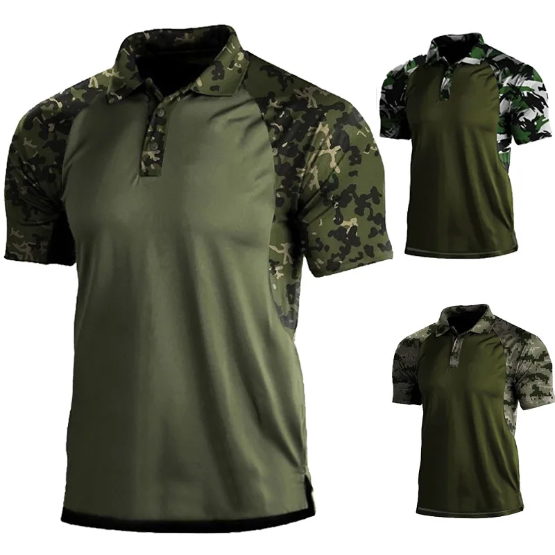 Мужская камуфляжная футболка-поло с 3D-принтом американского флага ...