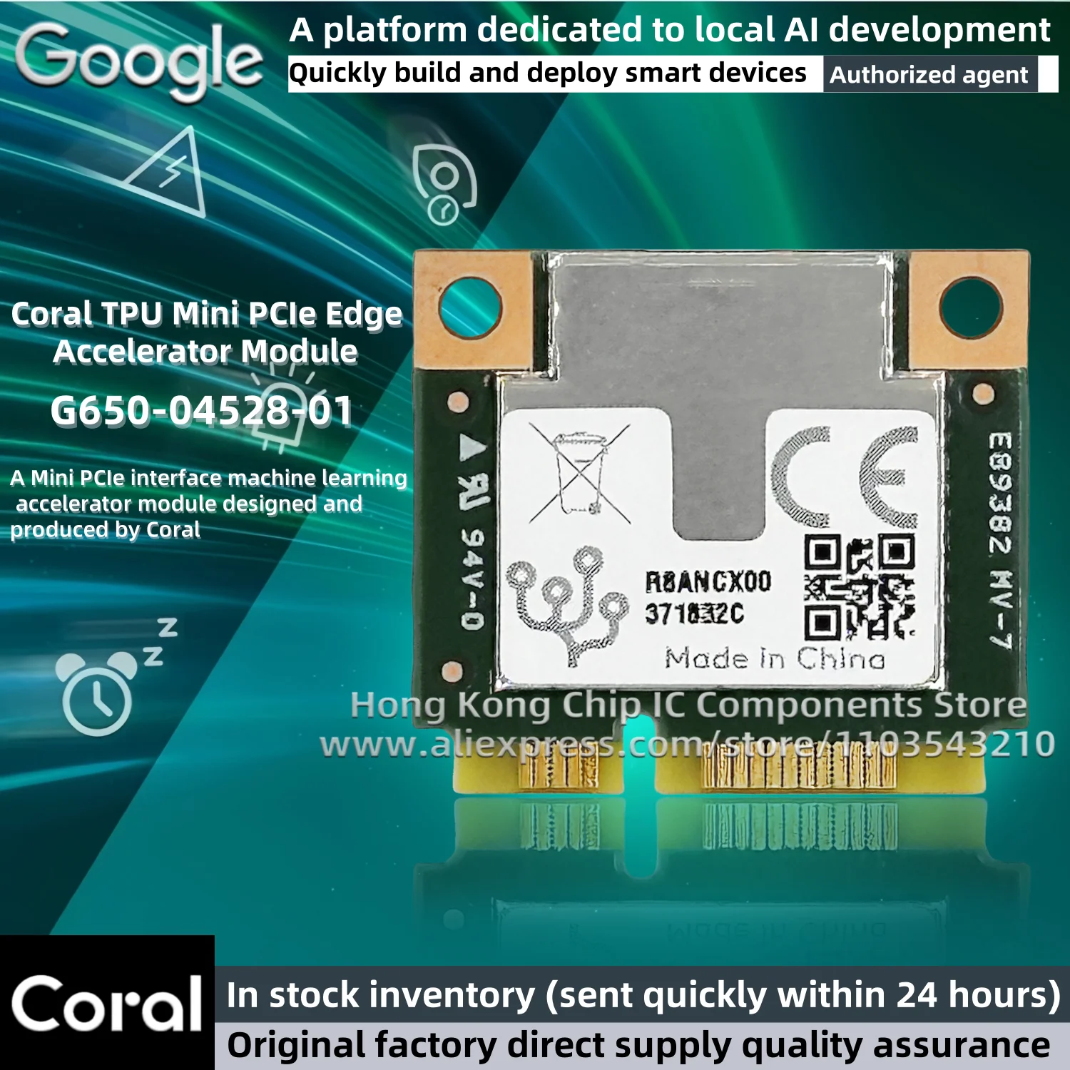 Google Coral TPU Mini PCIe Edge Accelerator Module G650-04528-01 ...