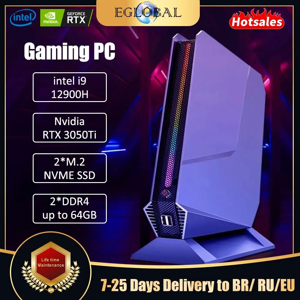 2025 Eglobal Gaming Mini PC 12-го поколения Intel Core i9 12900H i7 12700H RTX3050 8G Настольный ...