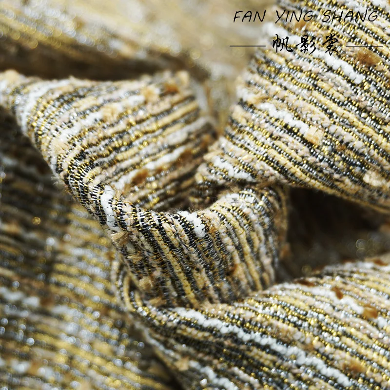 Золотая шерстяная твидовая ткань Fan ying shang | AliExpress