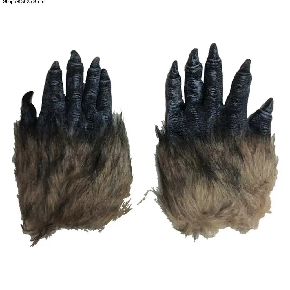 1pc Furry Monster Werewolf Hands Gloves Halloween Prop Cosplay Costume ...