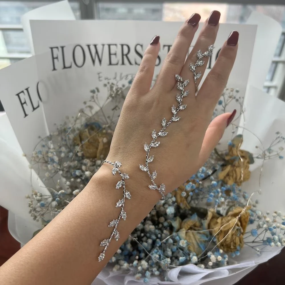 XSBODY браслет на палец с листьями и ладонями для женщин, свадебное кольцо, женский браслет ...