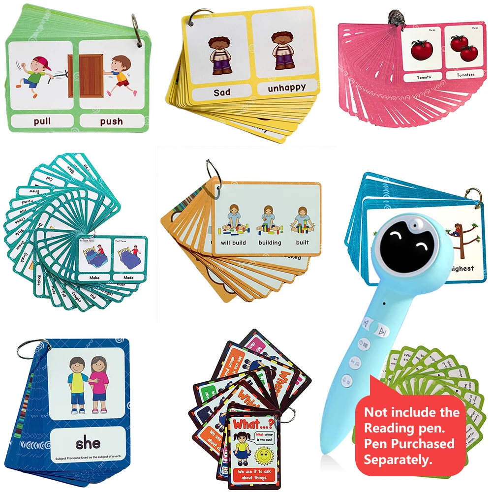 46 Groups/set Irregular Verbs Montessori English Word Pocket Flash Card ...