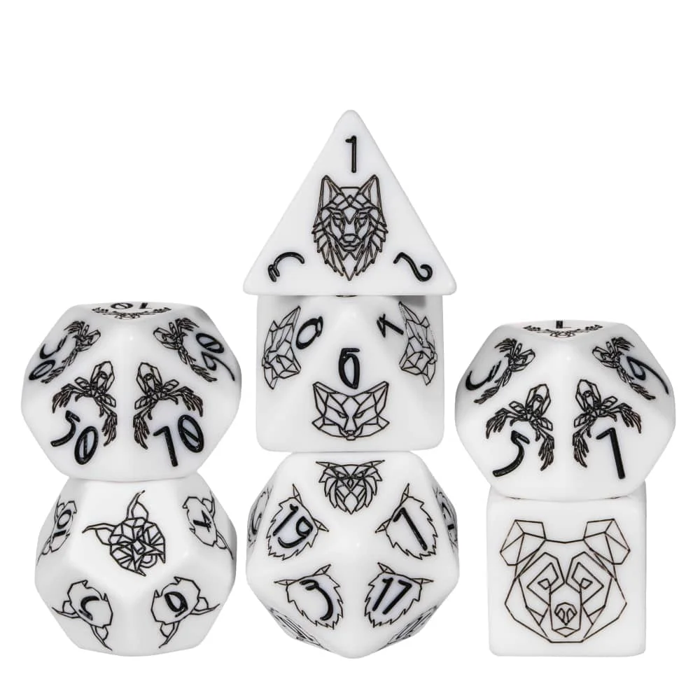 Cusdie Pure White Pattern Dice DND Creative D4-D20 Набор многогранных ...