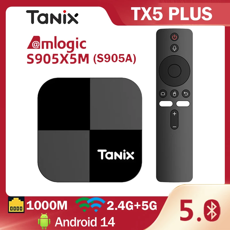 Медиаплеер Tanix TX5 PLUS Smart TV BOX Android 14 Amlogic S905X5M 2.4G/5G Dual WIFI BT 1000M LAN ...