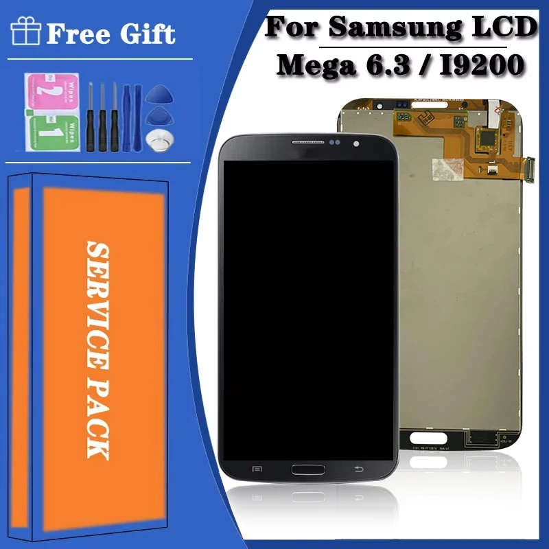 Super AMOLED для SAMSUNG Mega 6.3 i9200 i9205 ЖК-дисплей, дигитайзер сенсорного экрана в сборе ...