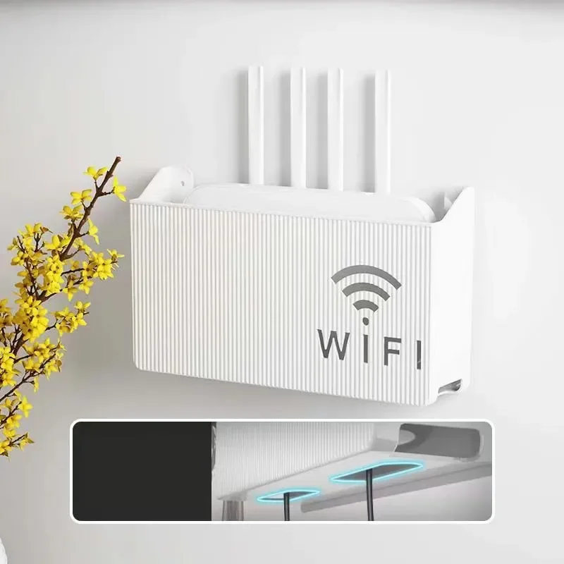 yazi Wifi Router Storage Box Wood-Plastic Shelf Wall Hangings Bracket ...