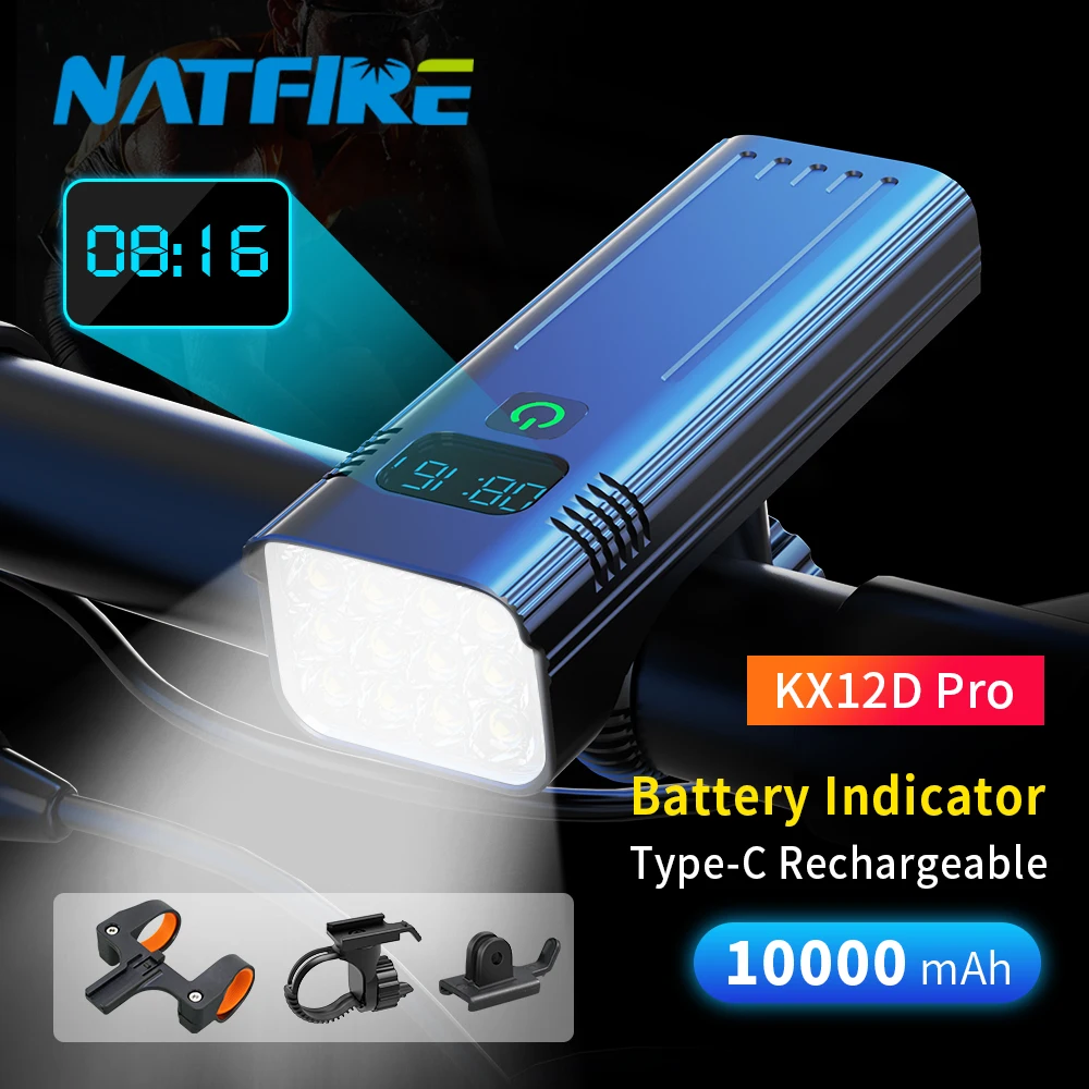 NATFIRE KX12D Pro велофонарь 10000 мАч 12 LED 5000 лм | AliExpress