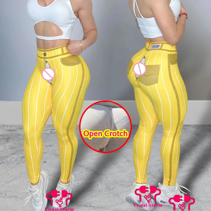 Женские леггинсы с открытой промежностью, скрытые молнии, сексуальный ...