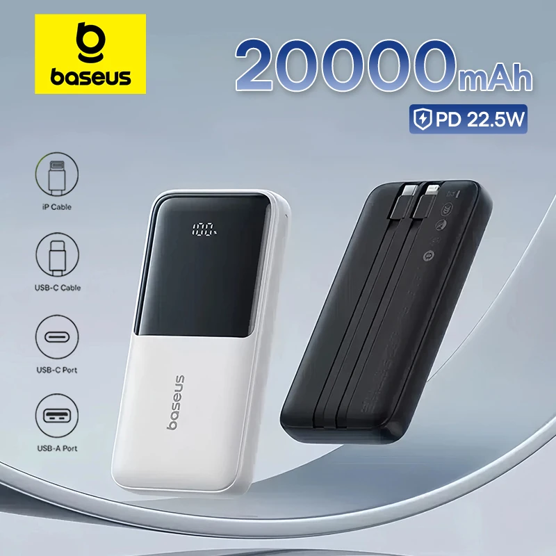 Baseus Power Bank 20000 мАч PD 22,5 Вт Быстрая зарядка телефона Внешняя ...