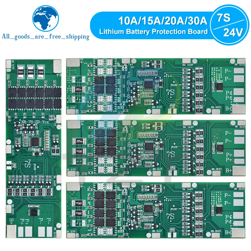 TZT BMS 7S 24V 10A 15A 20A 30A Литий-ионная плата зарядки аккумулятора ...