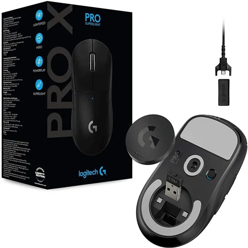 Мышь Logitech G PRO X, Беспроводная игровая мышь 16K DPI, сенсорная ...