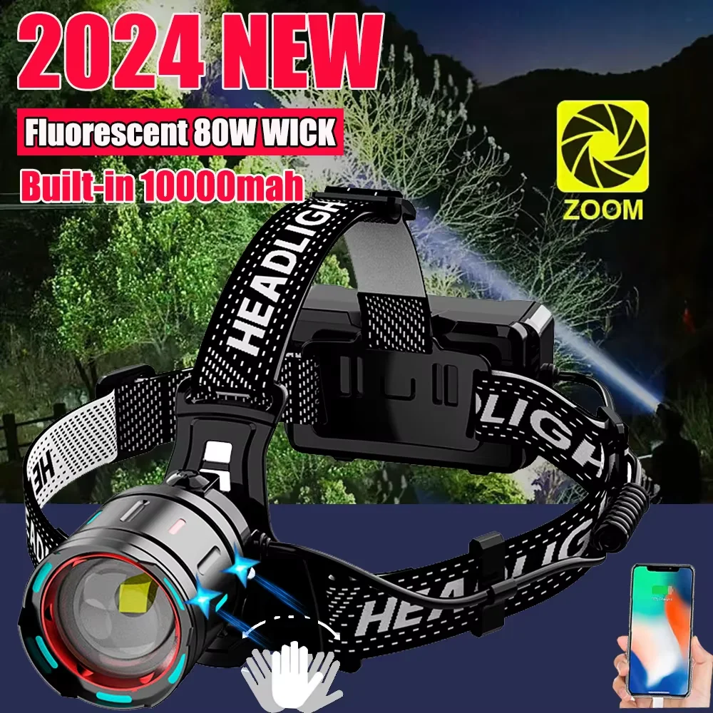 2024 Newest Powerful LED Headlamp 800W LED IR Sensor Rechargeable ...