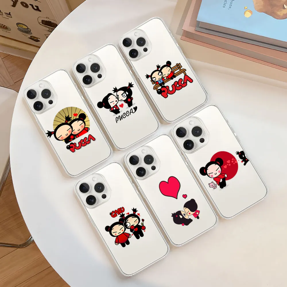 MINISO Cartoon Pucca Garu Phone Case for iPhone 11 12 13 14 15 16 Max ...