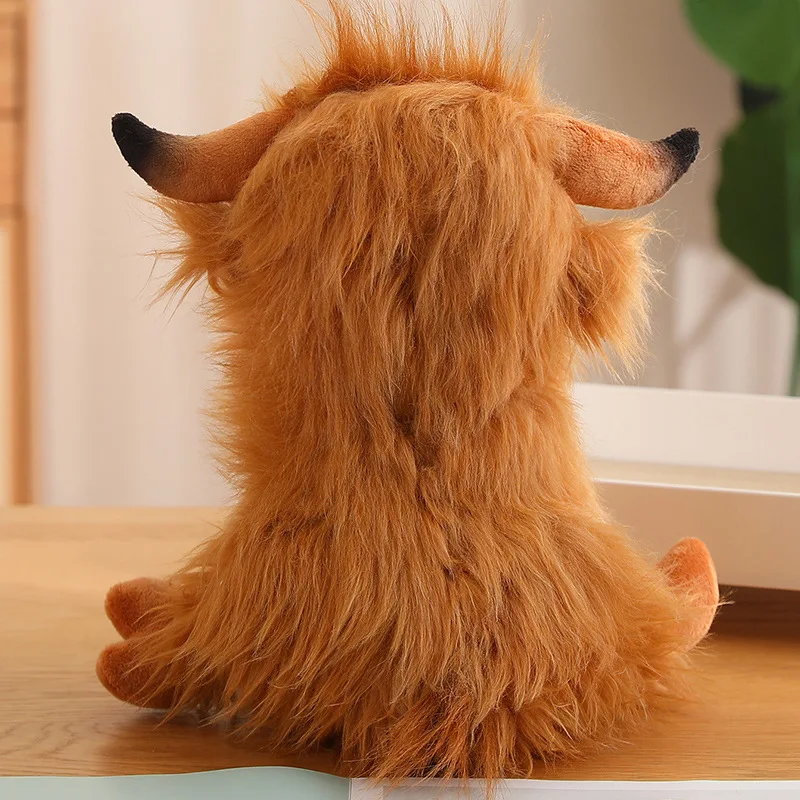 Kawaii Simulation Highland Cow Plush Animal Doll Soft Stuffed Wild Yak ...