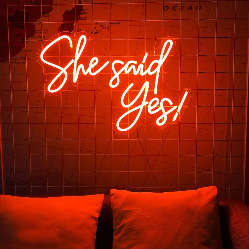 Custom Wedding decortion Neon Sign She Said Yes LED Neon Signs Light ...