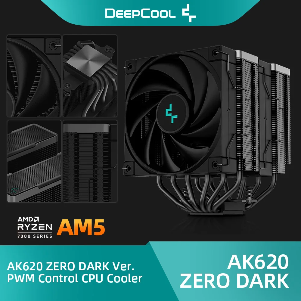 Кулер DeepCool AK620 Zero Dark для процессора AM5, 1850 об./мин., ШИМ ...