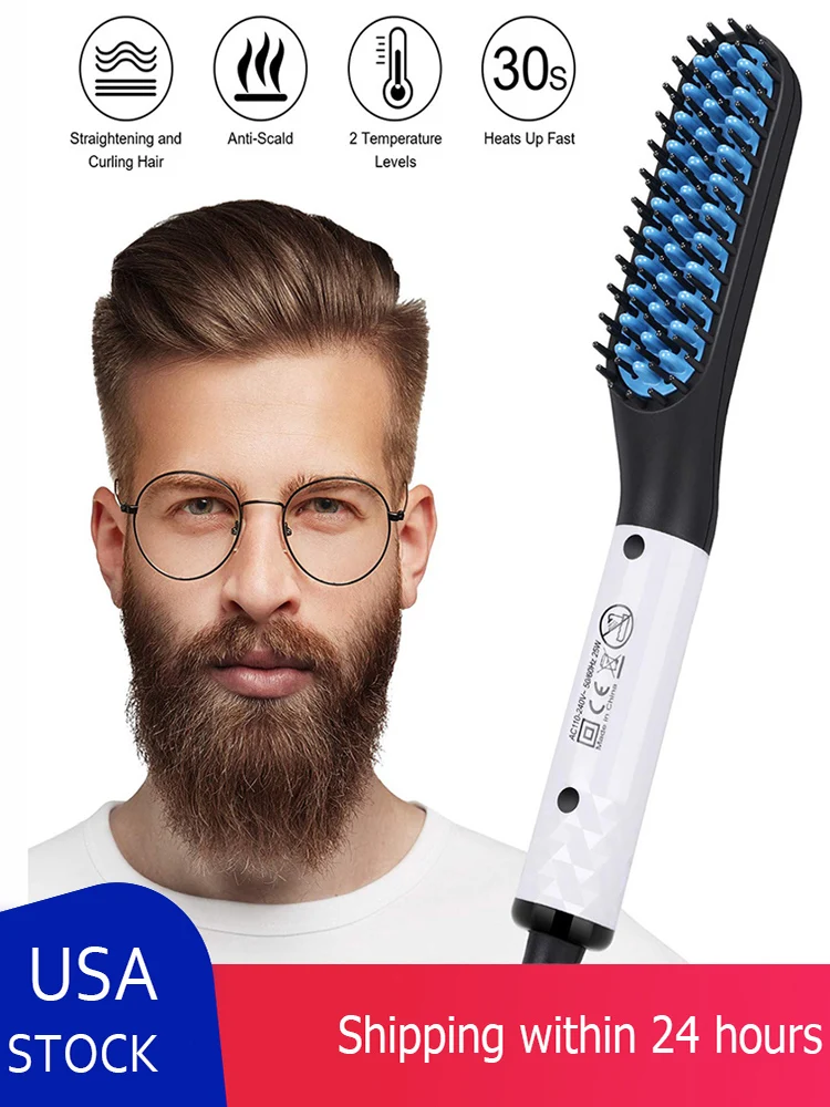 LISSEUR ,LES USA--Barbe Electrique Lisseur Peigne Chaud Lisseur Peigne À Barbe Hommes Chauffage ...
