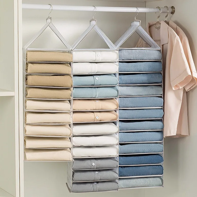 Hanging Wardrobe Pants Clothes Storage Hanging Bag Clothes Partition ...