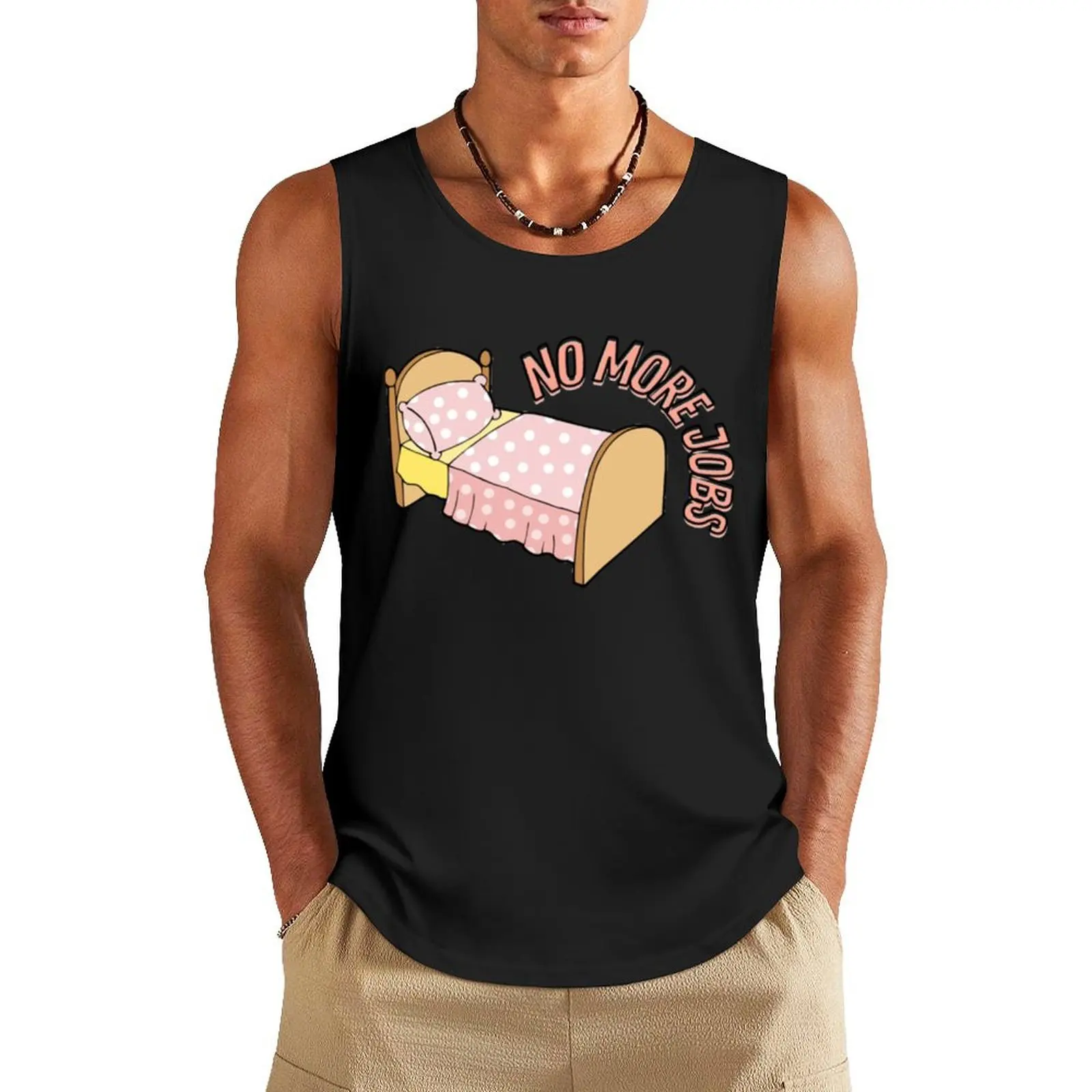 no more jobs Fitted Scoop Tank Top Men's singlets men clothing | AliExpress