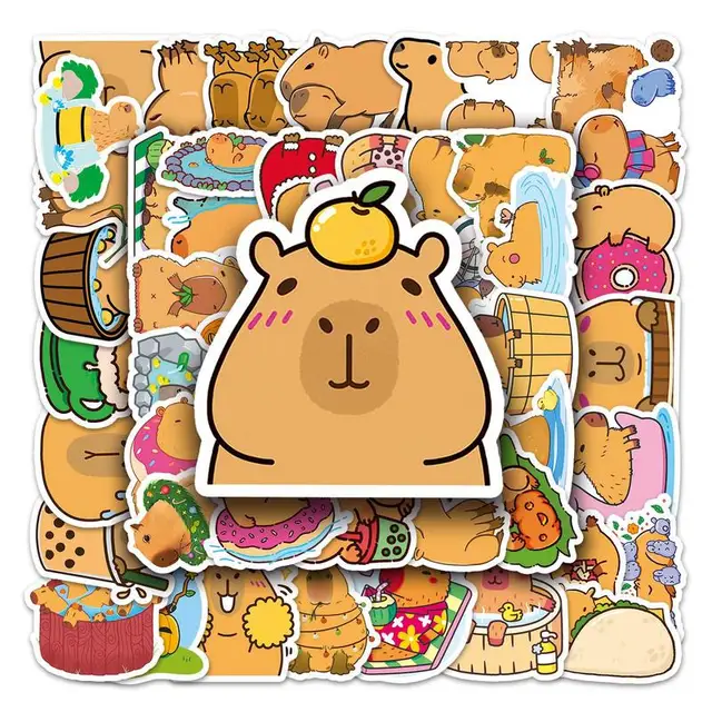 50pcs Cute Capybara Sticker Set Animals Stickers PVC Graffiti Sticker ...